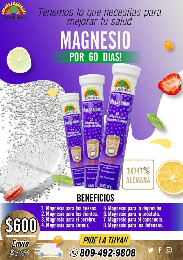 Sunlife Magnesium 3 tubos a 20 tabletas - Cayena Shop