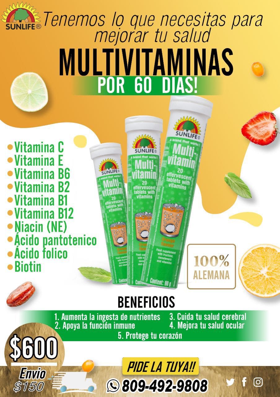 Sunlife Multivitamina 3 tubos a 20 tabletas - Cayena Shop